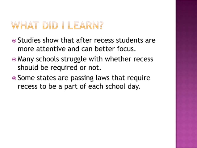 Benefits Of Recess In Schools | PPT