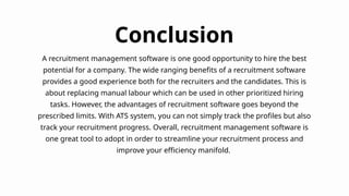 Benefits of Recruitment Management Software | PPT