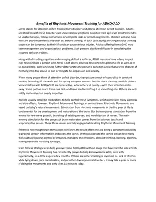 Benefits of rhythmic movement training for adhd | PDF