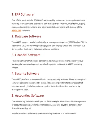 Benefits of Running Accounting Software on AS400 Operating System | PDF