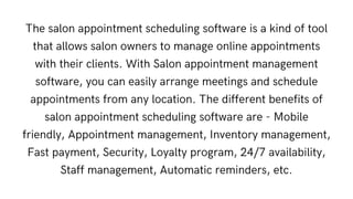 Benefits Of Salon Appointment Scheduling Software | PPTX