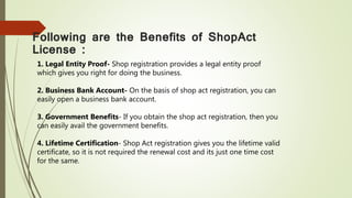 Benefits of shop act | PPT