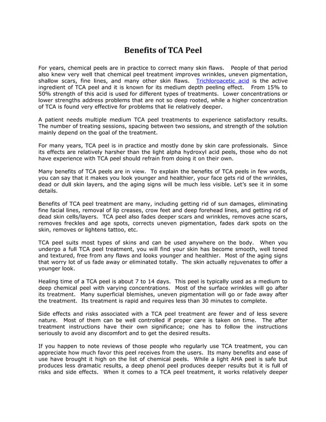 Benefits of tca peel | DOC