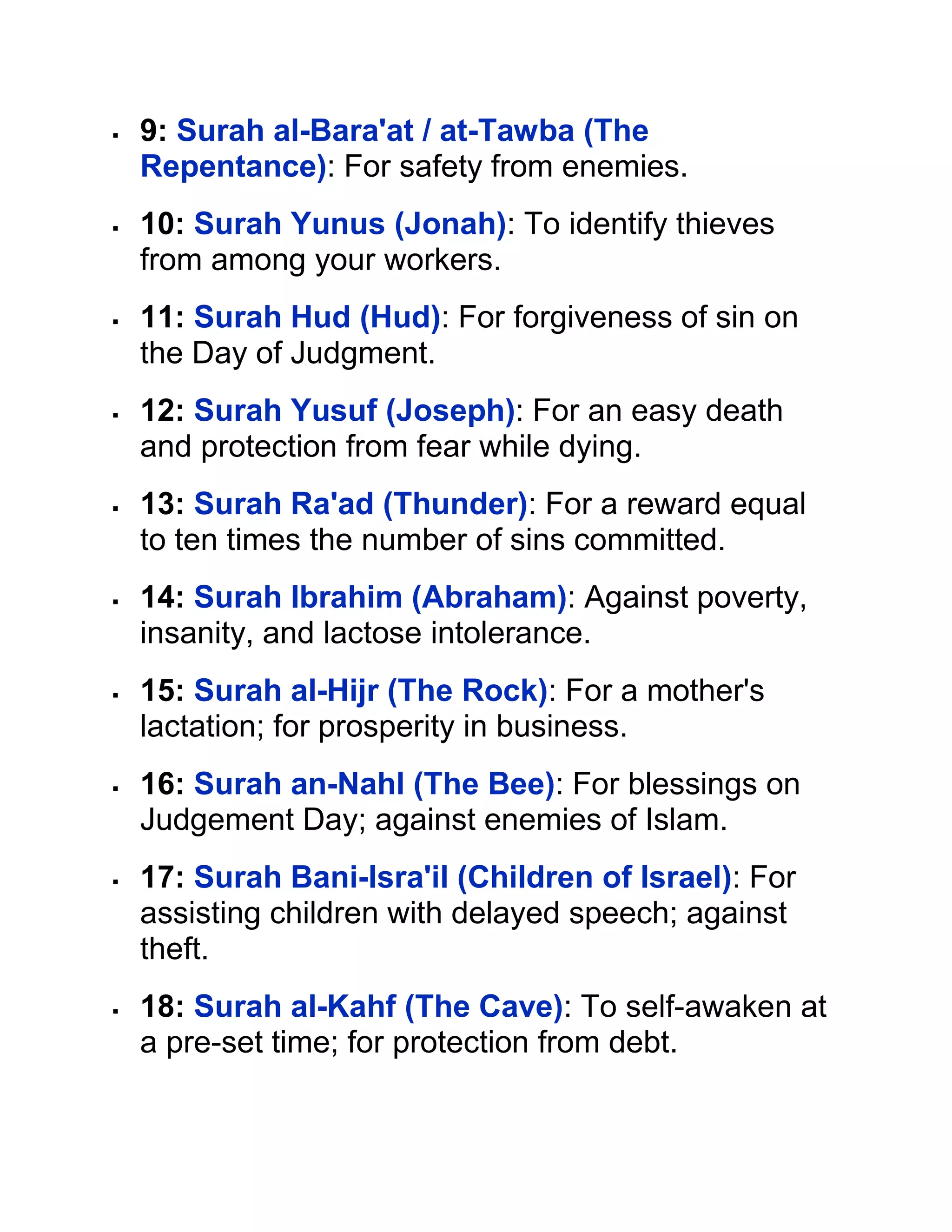 Benefits of the Recitation of the Chapters of the Holy Qur'an.docx