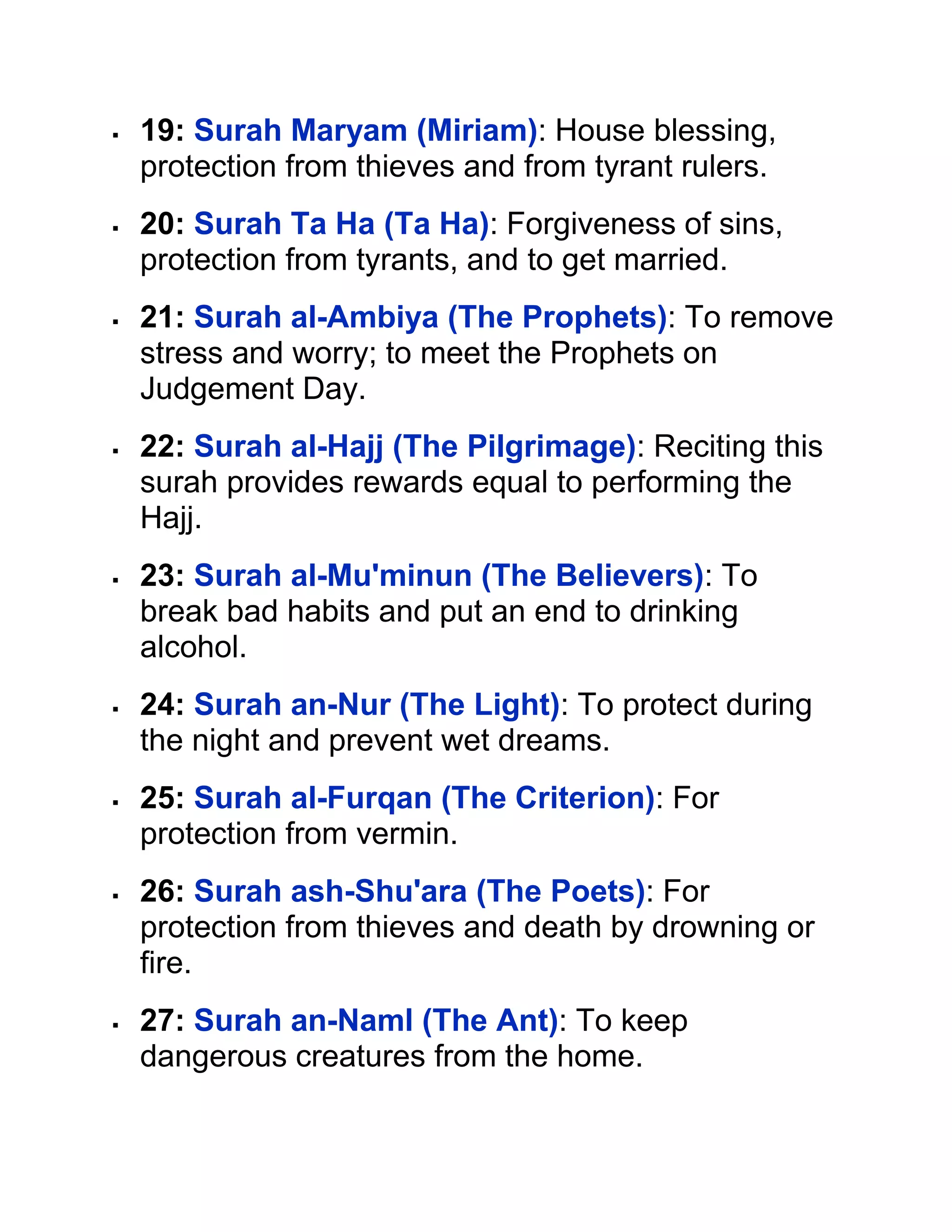 Benefits of the Recitation of the Chapters of the Holy Qur'an.docx