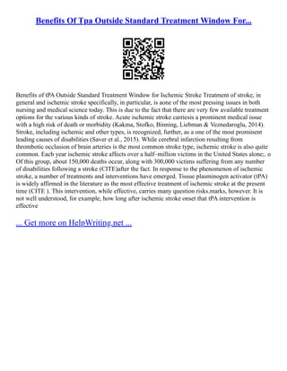 Benefits Of Tpa Outside Standard Treatment Window For... | PDF