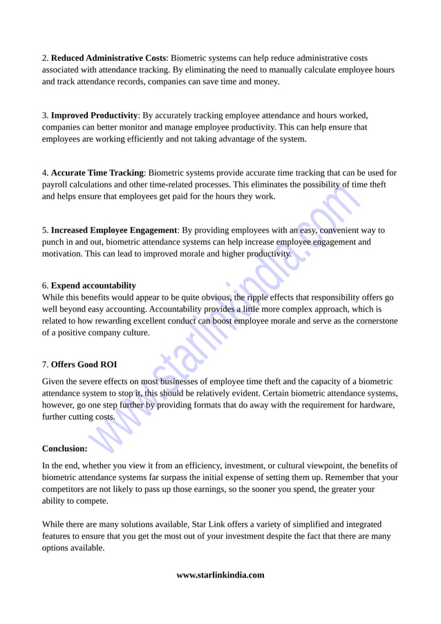 Benefits of using biometric attendance system | PDF