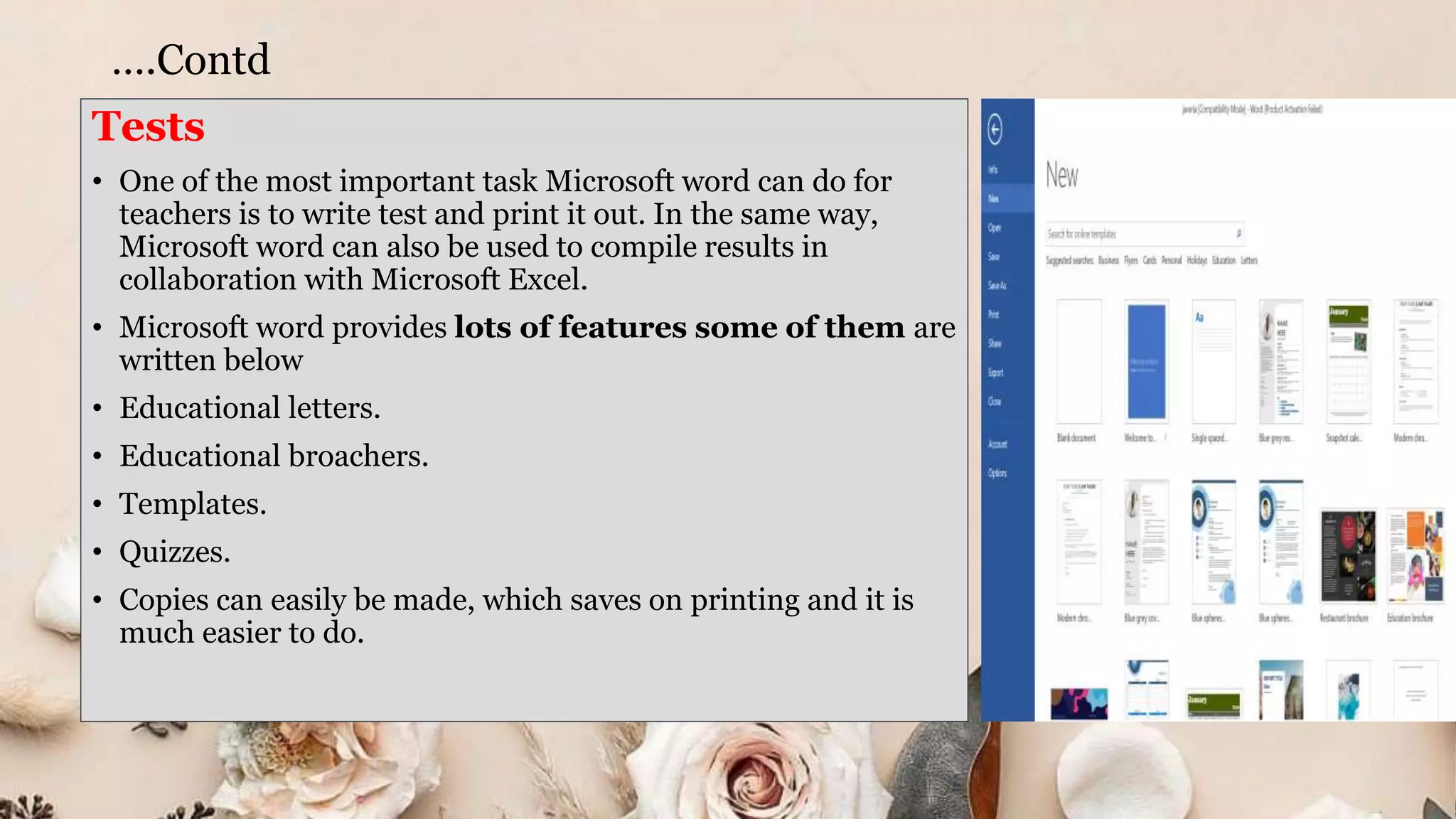Benefits of using ms word in education by javeria azam | PPTX