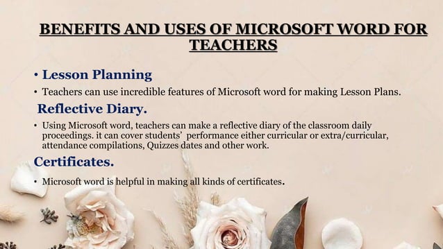 Benefits of using ms word in education by javeria azam | PPTX