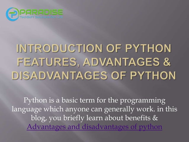 Benefits And Advantages Of Python Programming Language Ppt