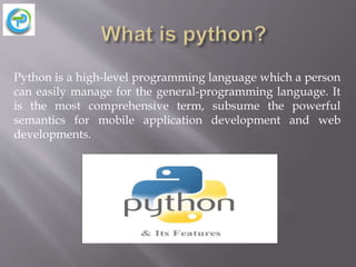 Benefits & features of python |Advantages & disadvantages of python | PPT