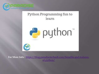 Benefits & features of python |Advantages & disadvantages of python | PPT
