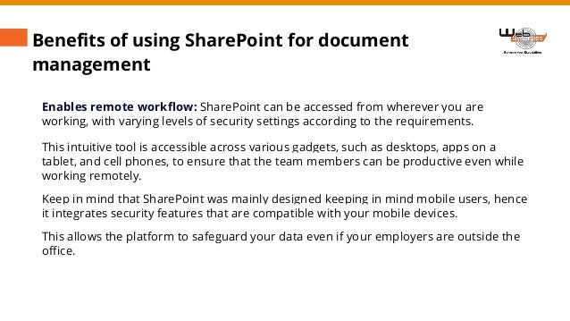 Benefits of using SharePoint for document management _ Web Synergies | PPT