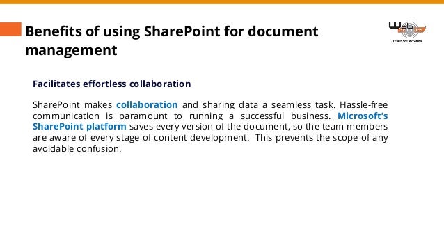 Benefits of using SharePoint for document management _ Web Synergies | PPT
