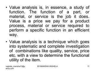 Benefits of value analysis | PPSX