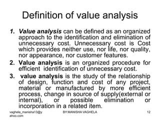 Benefits of value analysis | PPSX