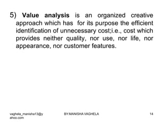 Benefits of value analysis | PPSX