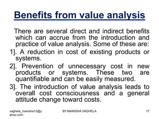 Benefits of value analysis | PPSX