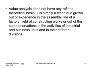 Benefits of value analysis | PPSX