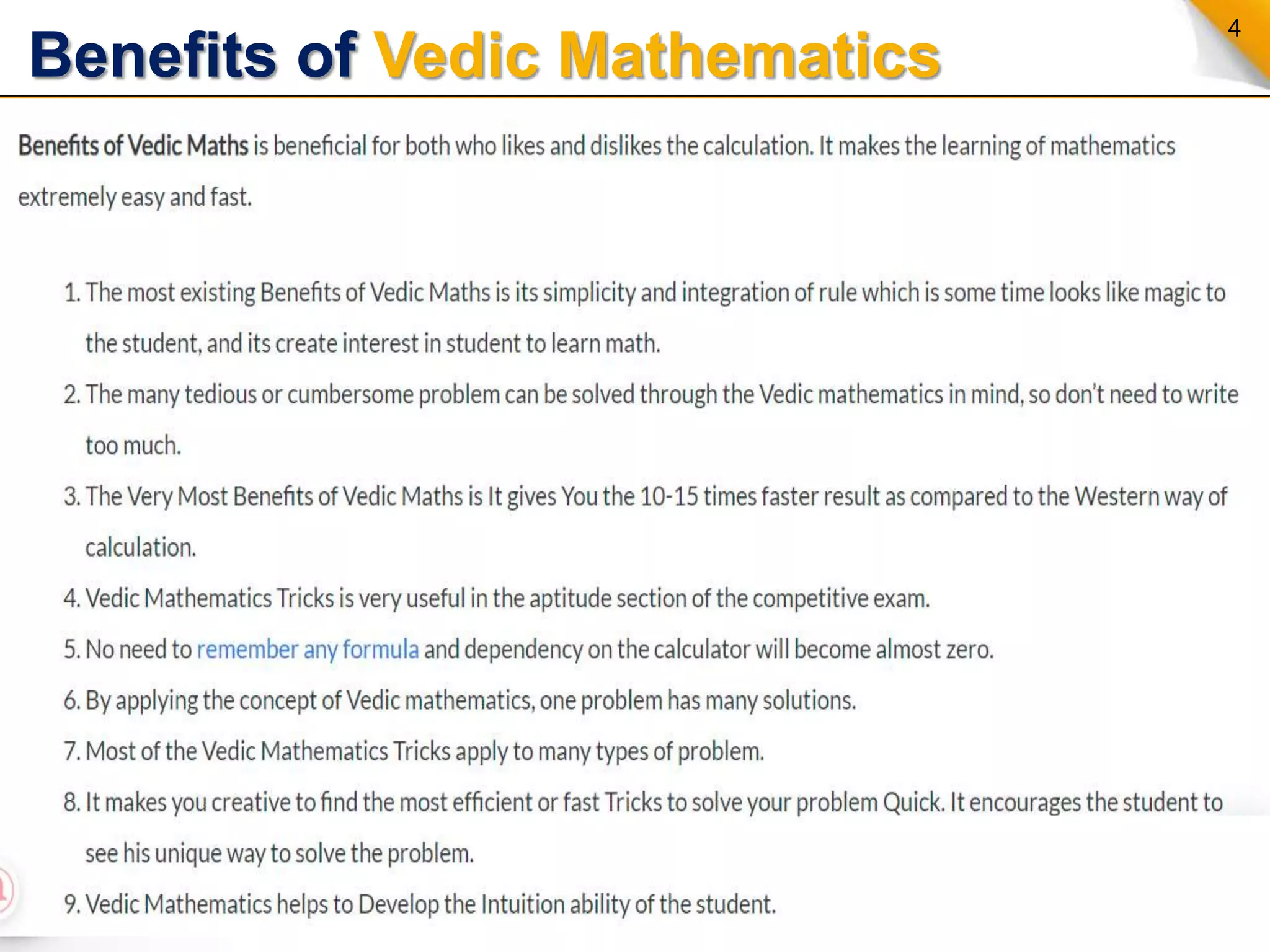 Benefits of Vedic Mathematics | PPT