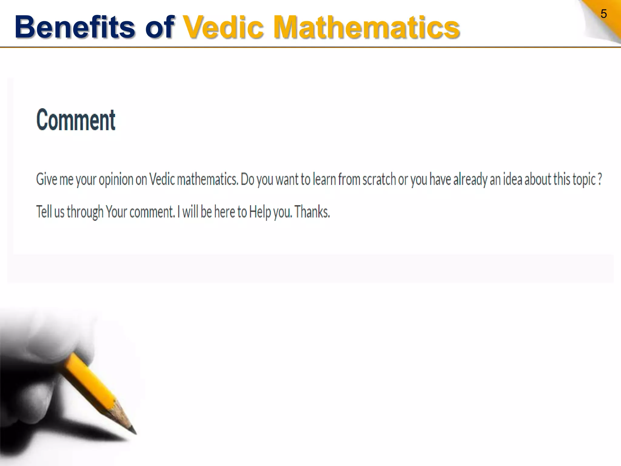 Benefits of Vedic Mathematics | PPT