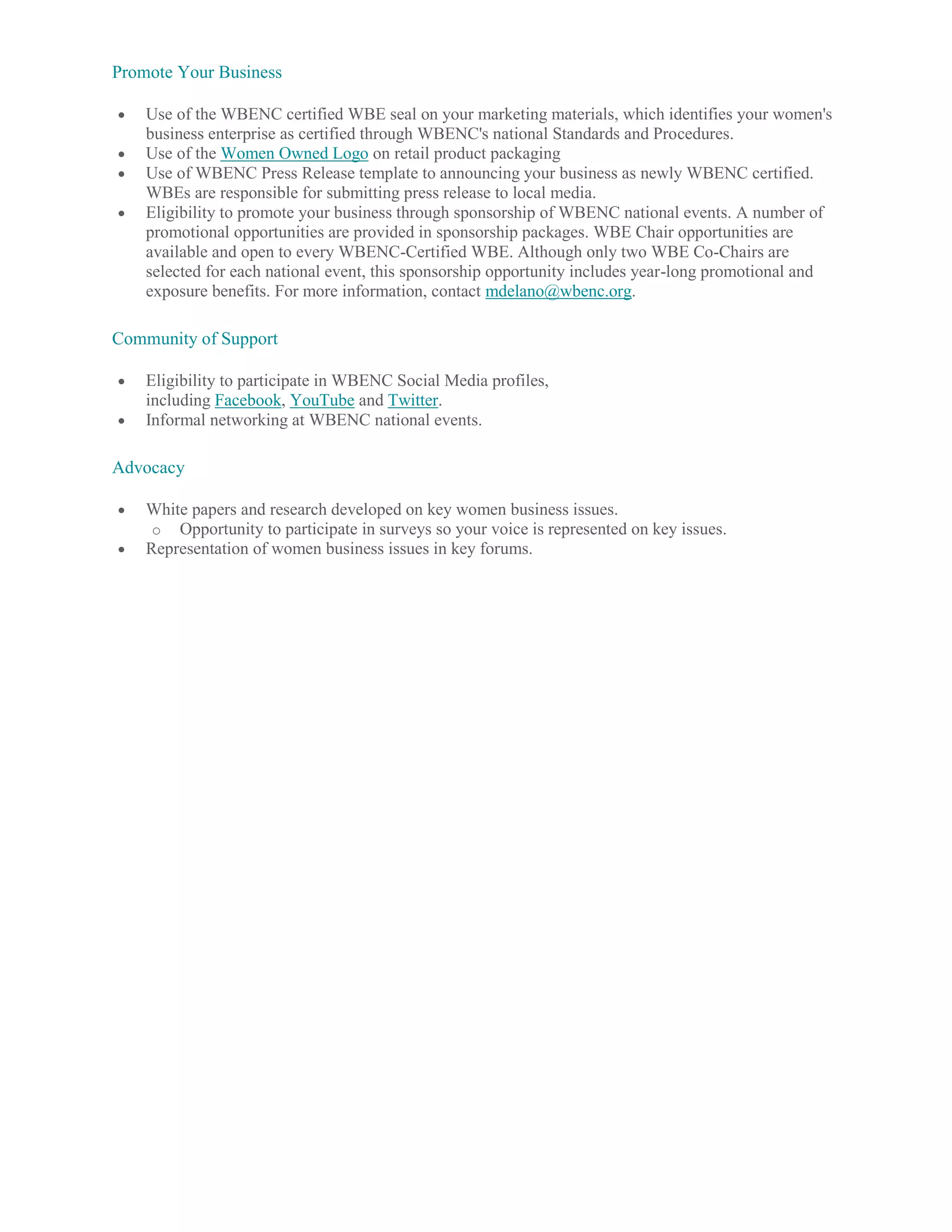 Benefits of wbenc certification | PDF