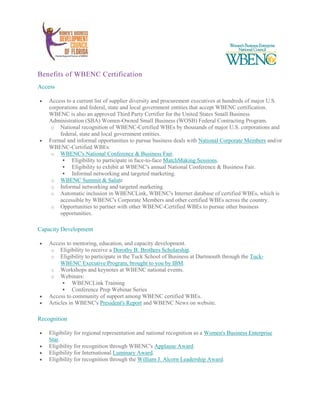 Benefits of wbenc certification | PDF