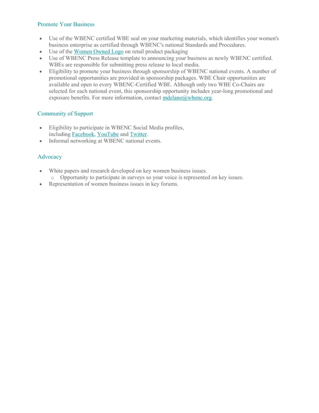 Benefits of wbenc certification | PDF