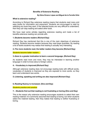 Benefits of extensive reading | PDF