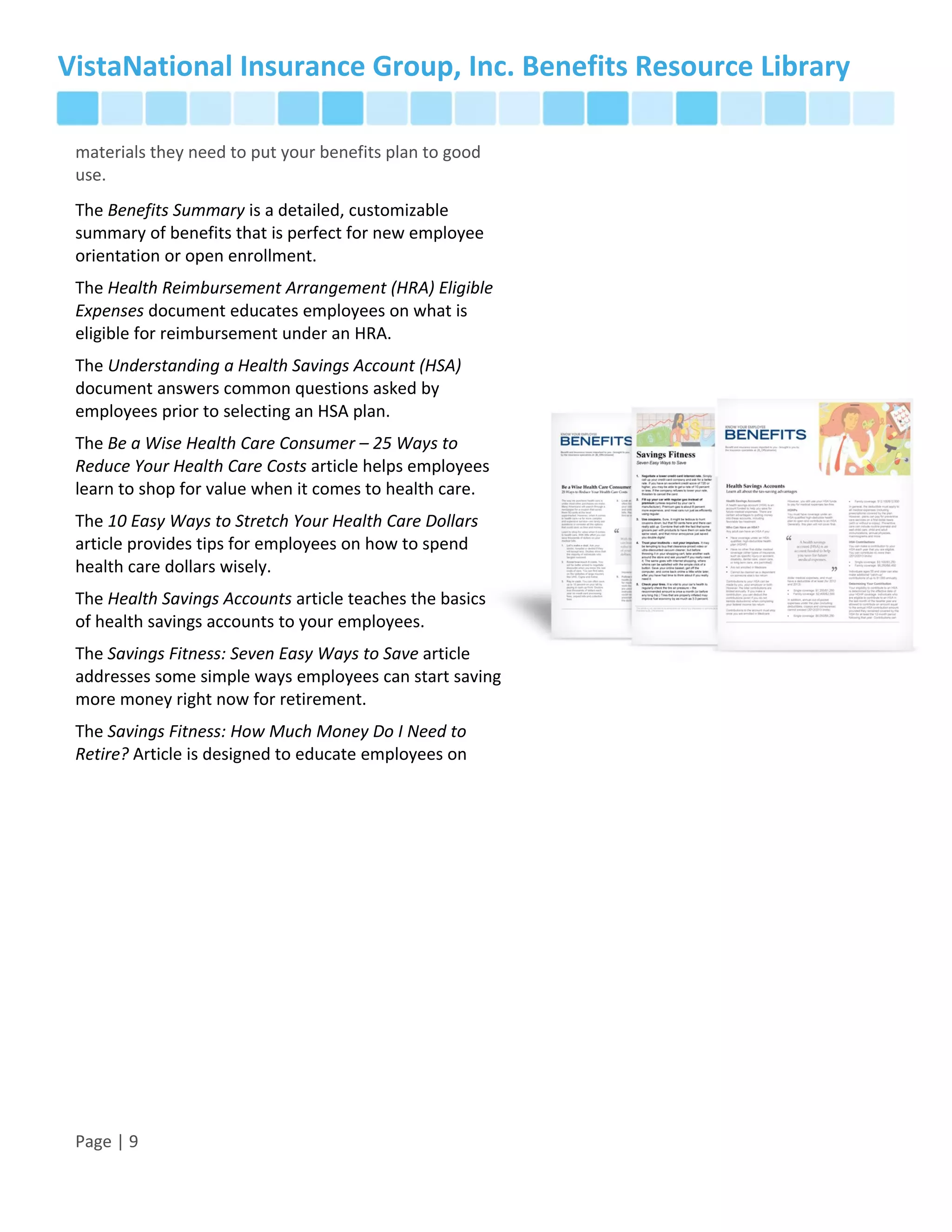 VistaNational Resource Library | DOC | Health Insurance | Insurance