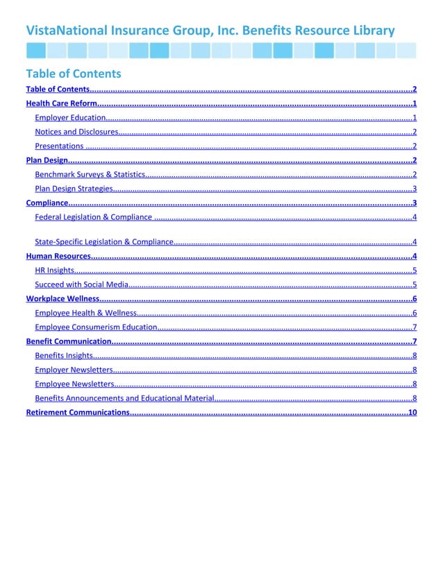 VistaNational Resource Library | DOC | Health Insurance | Insurance