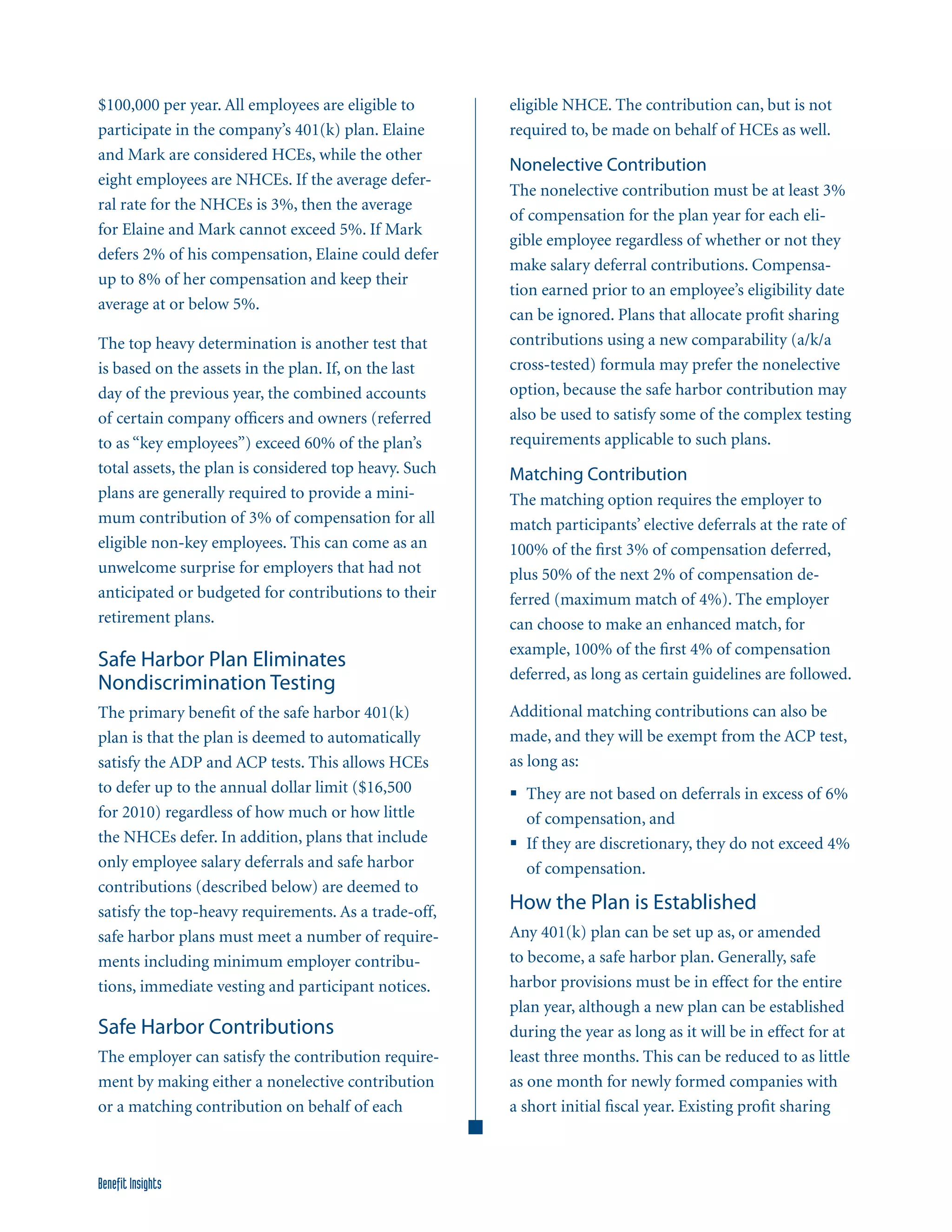 Benefits: Safe Harbor 401k | PDF