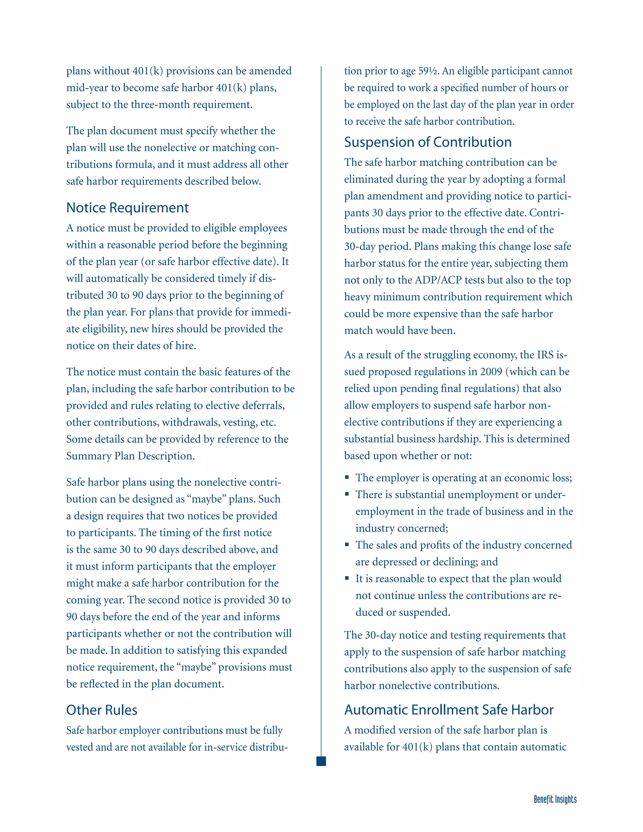 Benefits: Safe Harbor 401k | PDF