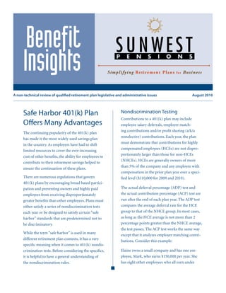 Benefits: Safe Harbor 401k | PDF