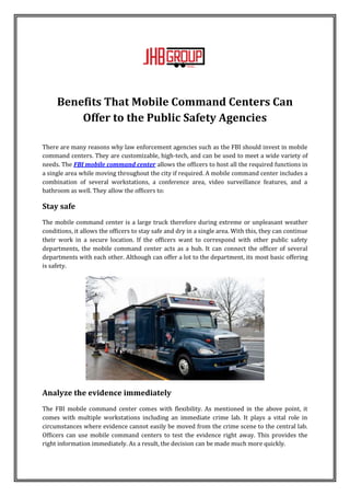 Benefits That Mobile Command Centers Can Offer to the Public Safety Agencies | PDF | Crime ...