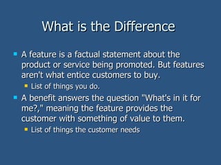 Benefits Vs Features Selling | PPT