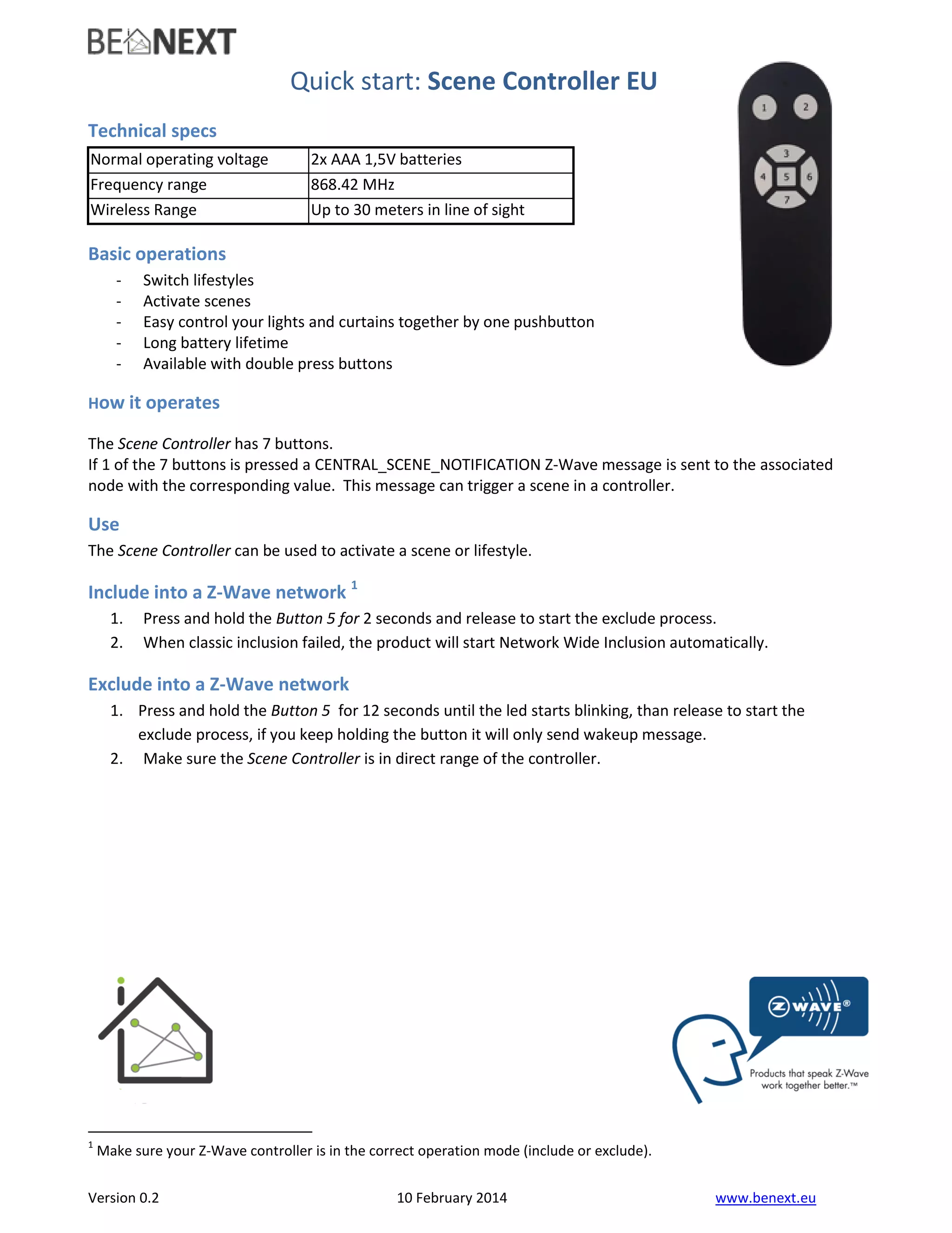 Benext BE_SCENECTRL_manual_us | PDF