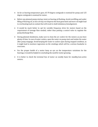 Benfield pump operation check points | PDF