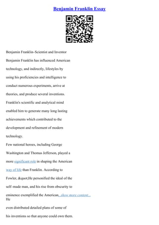 Ben Franklin Essays | PDF