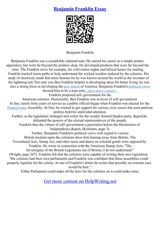 Ben Franklin Essays | PDF