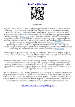 Ben Franklin Essays | PDF