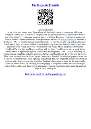 Ben Franklin Essays | PDF
