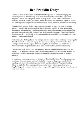 Ben Franklin Essays | PDF