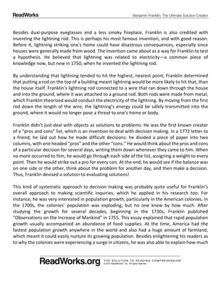 Ben franklin the ultimate solution creator | PDF