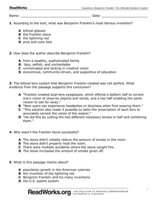 Ben franklin the ultimate solution creator | PDF