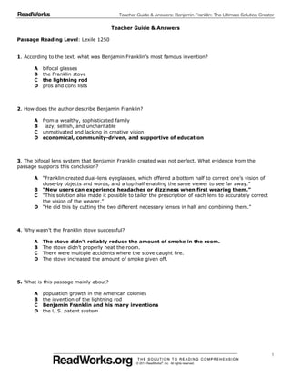Ben franklin the ultimate solution creator | PDF