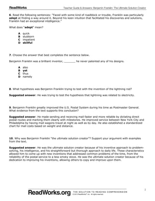 Ben franklin the ultimate solution creator | PDF