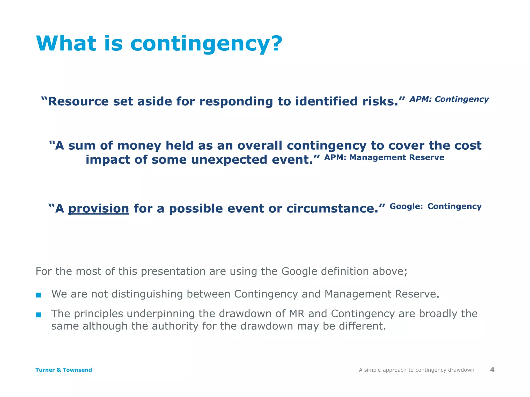 A simple approach to contingency drawdown, presented by Ben Fry, 10th ...