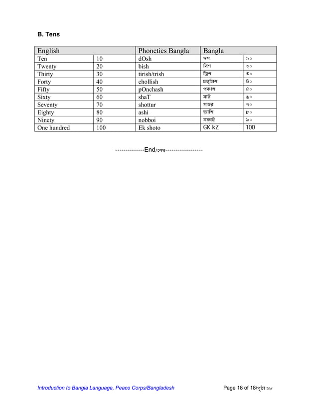 Basic Bengali Language Course | PDF