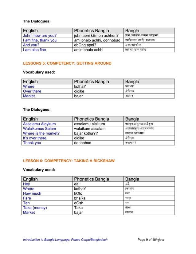 Basic Bengali Language Course | PDF